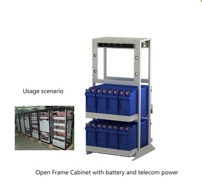 IP55 Telecom Enclosures 1.3m 1.9m Open Frame Cabinet With Battery