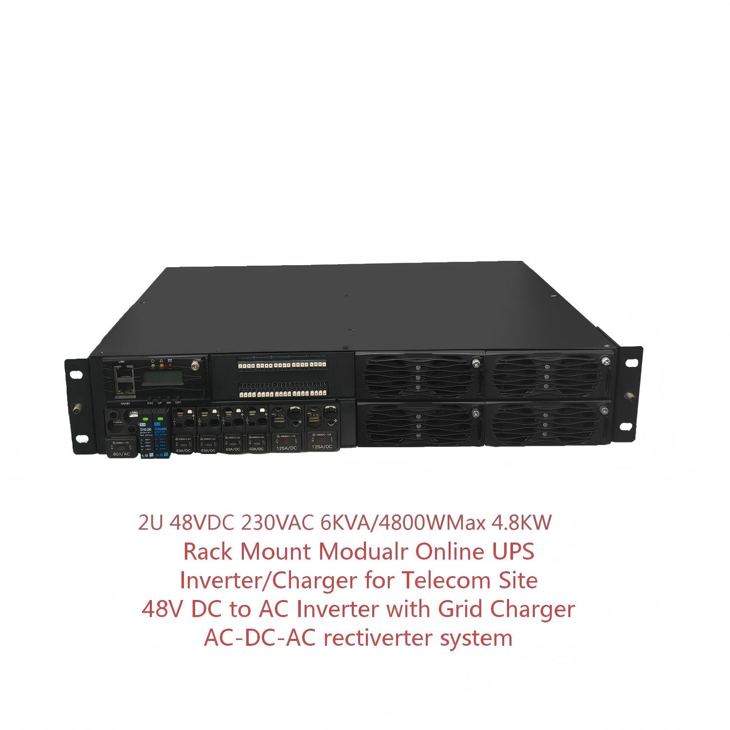 19inch 2U 48VDC 230VAC 6KVA /600W Rack Mount Modualr Online UPS Telecom ...